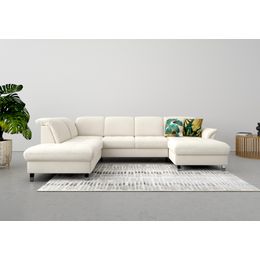 Sit & More Wohnlandschaft SIT & MORE "Maggiore U-Form", grau (grau, wei&szlig;), B:312cm T:224cm, 95% Polyester, 5% Polyamid, Sofas, Wohnlandschaft, wahlweise mit Kopfteilverstellung, Bettfunktion und Stauraum