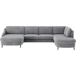 Sit & More Wohnlandschaft SIT & MORE "Soul U-Form", grau (stone), B:356cm H:90cm T:239cm, 100% Polyester, Sofas, Wohnlandschaft, wahlweise mit Bettfunktion und Bettkasten oder Schubkasten