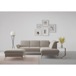 Sit & More Ecksofa SIT & MORE "Fashion L-Form", braun (latte), B:250cm H:84cm T:207cm, Sofas, Ecksofa, wahlweise mit Kopfteilverstellung, Vorziehsitz, motorisch, Nickelf&uuml;&szlig;e