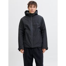 Jack & Jones Outdoorjacke JACK & JONES "JJEBRANDON TRANSITIONAL JACKET NOOS", Herren, Gr. XS, schwarz, Web, Obermaterial: 100% Polyester, unifarben, regular fit h&uuml;ftlang, hoch geschlossener Ausschnitt, Jacken Outdoorjacke