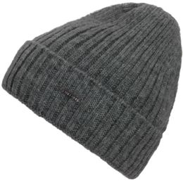 Beanie Chillouts "Tuva Hat", Damen, grau (dunkelgrau), Obermaterial: 57% Polyacryl, 34% Wolle, 5% Polyamid, 4% Polyester, unifarben, M&uuml;tzen Beanie, Rippstrick Beanie mit Merinowolle