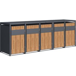 M&uuml;lltonnenbox WESTMANN "Varius 5", anthrazit, holzoptik, B:330cm H:116cm T:80cm, Stahl, Aufbewahrungsboxen, BxTxH: 330x80x116 cm, f&uuml;r 5x240 L M&uuml;lltonnen