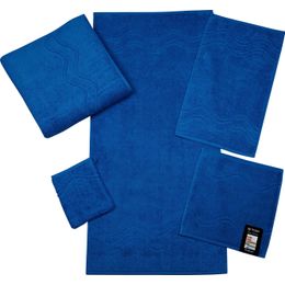 Seiftuch Ross "Cashmere feeling", blau (ozean), B:30cm L:30cm, Frottier, Baumwolle, Handt&uuml;cher, mit Wellen-Bord&uuml;re