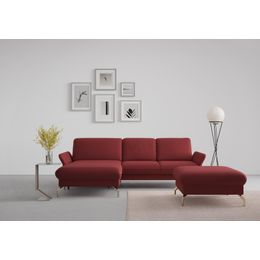 Sit & More Ecksofa SIT & MORE "Fashion L-Form", rot (bordeaux), B:253cm H:84cm T:165cm, Sofas, Ecksofa, wahlweise mit Kopfteilverstellung, Vorziehsitz, motorisch, Nickelf&uuml;&szlig;e
