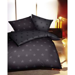 Wendebettw&auml;sche Kaeppel "Stars", grau (zinnfarben), B/L: 200cm x 200cm, 1 Stk., 2 Stk., Feinbiber, B/L: 80cm x 80cm, 3 Stk., Feinbiber, Obermaterial: 100% Baumwolle, Bettw&auml;sche, Wendebettw&auml;sche, mit Sternen