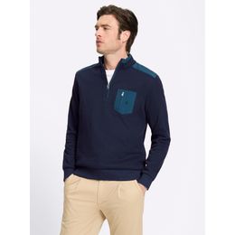 Marco Donati Herren Sweatshirt mit grobem Ripp-Muster, Baumwolle, marine, Gr&ouml;&szlig;e 44/46