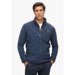 Fleecejacke Superdry "POLAR FLEECE FULL ZIP", Herren, Gr. S, blau (navy), Fleece, Obermaterial: 100% Polyester, unifarben, relaxed fit h&uuml;ftlang, Rundhals, eingefasste Kante, Jacken Fleecejacke