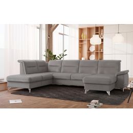 Sit & More Wohnlandschaft SIT & MORE "Astoria U-Form", grau (hellgrau), B:327cm H:91cm T:225cm, 100% Polyester, Sofas, Wohnlandschaft, wahlweise mit motorischer Relaxfunktion