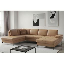 Sit & More Wohnlandschaft SIT & MORE "Morris Jubi, Breite 300 cm", cappuccino, Sofas, B/H/T: 300cm x 83cm x 202cm, NaturLEDER, Ottomane links, Mit Armteilverstellung,mit Armteilverstellung, Wohnlandschaft, mit Armteilfunktion, optional mit Bettfunktion, B:300cm H:83cm T:202cm