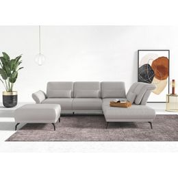 Ecksofa Home Affaire "Coco L-Form", silber, B:294cm H:88cm T:242cm, 95% Polyester, 5% Polyamid, Sofas, Ecksofa, Sitztiefen-, Arm- und Kopfteilverstellung, Cord-Bezug, Fu&szlig;h&ouml;he 15 cm
