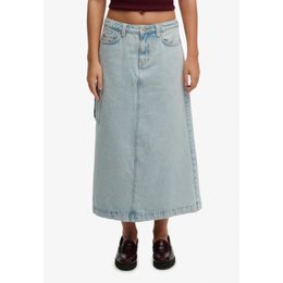 Jeansrock Superdry "DENIM CARGO MAXI SKIRT", Damen, Gr. S, light vintage blau, Web, Obermaterial: 100% Baumwolle, Abriebeffekte, regular fit kniebedeckend, R&ouml;cke Jeansrock
