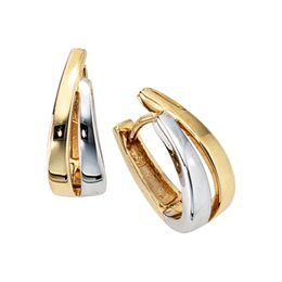 Paar Creolen Jobo "Ohrringe 15 mm", gold (gelbgold 333), Ohrringe, Damen, Gelbgold 333, 333 Gold bicolor