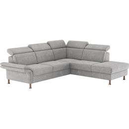 Ecksofa Home Affaire "Calypso L-Form", grau (hellgrau), B:259cm H:85cm T:227cm, 100% Polyester, Sofas, Ecksofa, mit Relaxfunktion motorisch im Sofa 2,5- Sitzer