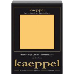 Spannbettlaken Kaeppel "Single Jersey Mako Elasthan", gelb (mais), L:200cm, Jersey-Elasthan, Obermaterial: 97% Baumwolle, 3% Elasthan, Bettlaken, Spannbettlaken, aus 97% Baumwolle und 3% Elasthan