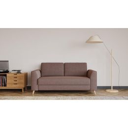 BRUNO Schlafsofa 140cm in Braun | stabiles Massivholz & Boxspringkomfort