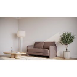 BRUNO Schlafsofa 140cm in Braun | stabiles Massivholz & Boxspringkomfort