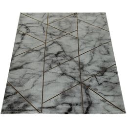 Teppich Paco Home "Kraft 524", gold (goldfarben), B:120cm H:16mm L:170cm, Polypropylen (PP), Teppiche, Teppich, Kurzflor, modernes Marmor-Design, mit gold-/silberfarbenen Akzenten