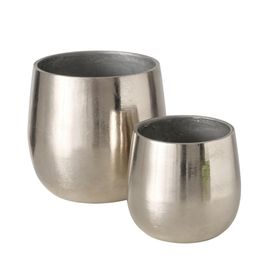 Boltze &Uuml;bertopf 2er-Set Flaire, silber Aluminium 17,5 / &Oslash;19 cm, 13, &Oslash; 14 cm skandinavische Deko Online Shop
