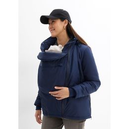bonprix 3-in-1 wasserabweisende Umstandsjacke mit Trageeinsatz, blau, Gr.50, Funktionale Umstandsjacke f&uuml;r die Schwangerschaft und danach
