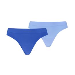 String Puma "Puma WOMEN 3D KNIT SPORT STRINGS", Damen, Gr. M, blau, Microfaser, Obermaterial: 87% Polyamid, 13% Elasthan, k&ouml;rpernah, Unterhosen String, nahtlose R&auml;nder f&uuml;r eine unsichtbare Passform