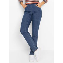 bonprix Straight Jeans Mid Waist (2er Pack), blau, Gr.36, Bequeme Stretchhose mit elastischem Gummibund und geradem Bein, dunkelblau denim: 82% Baumwolle
