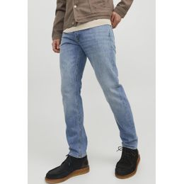 Jack & Jones Tapered-fit-Jeans JACK & JONES "JJIMIKE JJORIGINAL CJ SN", Herren, Gr. 36, L&auml;nge 34, blau (blau denim), Denim/Jeans, Obermaterial: 99% Baumwolle, 1% Elasthan, Abriebeffekte, bequem lang, Jeans, mit Five-Pocket-Design