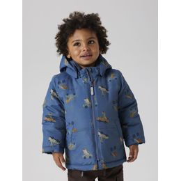 Outdoorjacke name it "NMMMAX PA JACKET AOP NOOS", Jungen, Gr. 80, vintage indigo aop:dino car, Web, Obermaterial: 100% Polyester, bedruckt, h&uuml;ftbedeckend, Jacken Outdoorjacke