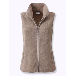 Fleeceweste Casual Looks, Damen, Gr. 46, grau (taupe), 100% Polyester, unifarben, Westen Fleeceweste