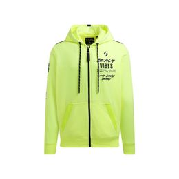 CAMP DAVID Kapuzensweatjacke mit &Auml;rmel-Print Herren Gr&ouml;&szlig;e XXXL neongr&uuml;n