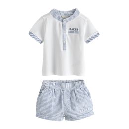 Baker By Ted Baker Set: Shirt und Shorts Jungen Gr&ouml;&szlig;e 92 opal / wei&szlig;