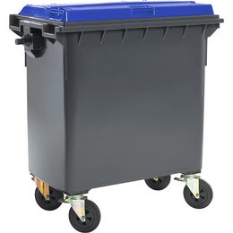 M&uuml;llcontainer aus Kunststoff, DIN EN 840, Volumen 770 l, BxHxT 1360 x 1330 x 770 mm, anthrazit/blau kaiserkraft
