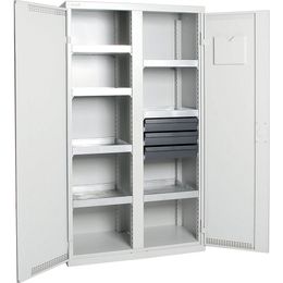 Umweltschrank mit T&uuml;rlochung, HxBxT 1800 x 1000 x 500 mm, 7 Wannenb&ouml;den, lichtgrau / lichtgrau kaiserkraft
