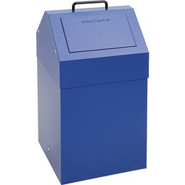 Wertstoffbeh&auml;lter mit Einwurfklappe, Volumen 45 l, BxHxT 320 x 650 x 310 mm, station&auml;r, blau RAL 5010 kaiserkraft