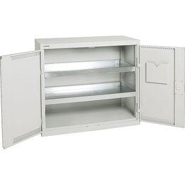 Umweltschrank mit T&uuml;rlochung, HxBxT 900 x 1000 x 500 mm, 2 Wannenb&ouml;den, lichtgrau / lichtgrau kaiserkraft
