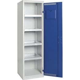 Umweltschrank mit T&uuml;rlochung, HxBxT 1800 x 500 x 500 mm, 4 Wannenb&ouml;den, lichtgrau / enzianblau kaiserkraft