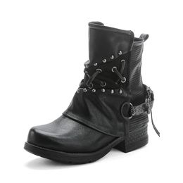 Pogolino Boots 'Damen Biker Boots Nieten Stiefeletten ST107' Damen Gr&ouml;&szlig;e 41 schwarz Winterschuhe