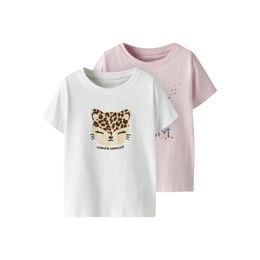 name it T-Shirt 'NMFVANAYA' M&auml;dchen Gr&ouml;&szlig;e 110 beige / rosa / schwarz / wei&szlig;