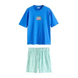 next Pyjama Herren Gr&ouml;&szlig;e S hellbeige / royalblau / smaragd / mint