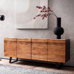 Pharao24.de Sideboard Wohnzimmer Kommode aus Akazie Massivholz 4 t&uuml;rig