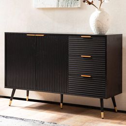 Pharao24.de Sideboard Wohnzimmer Kommode in Schwarz und Goldfarben