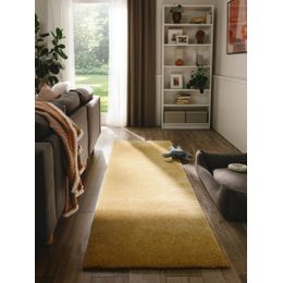 benuta Nest Waschbarer Hochflor Shaggyteppich Melvin Gelb 80x250 cm - Bettvorleger f&uuml;r Schlafzimmer