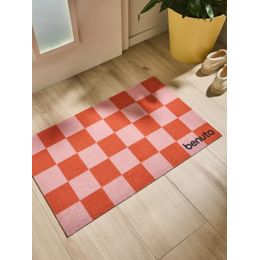 benuta Fu&szlig;matte Checker Pink 50x80 cm - Moderner Kurzflor-Teppich f&uuml;r Wohnzimmer