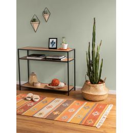 benuta Pure Handgewebter Kelim Zohra Multicolor 80x200 cm - Bunter Teppich f&uuml;r Wohnzimmer