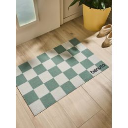 benuta Fu&szlig;matte Checker Gr&uuml;n 50x80 cm - Moderner Kurzflor-Teppich f&uuml;r Wohnzimmer