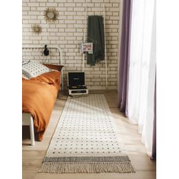 benuta Pop Wollteppich L&auml;ufer f&uuml;r Flur Bahati Schwarz/Wei&szlig; 70x200 cm - Naturfaserteppich aus Wolle