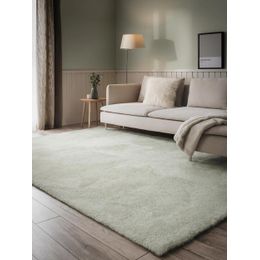 benuta Nest Hochflor Shaggyteppich Soda Hellgr&uuml;n 80x150 cm - Bettvorleger f&uuml;r Schlafzimmer
