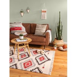 benuta Pure Handgewebter Kelim Zohra Beige 70x140 cm - Moderner Kurzflor-Teppich f&uuml;r Wohnzimmer