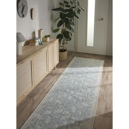 benuta Nest In- & Outdoor-L&auml;ufer Bronco Blau 80x250 cm - Teppich f&uuml;r Balkon, Terrasse & Garten