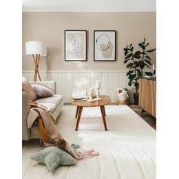 benuta Nest Hochflor Shaggyteppich Emy Cream 140x200 cm - Hochflor Teppich f&uuml;r Wohnzimmer