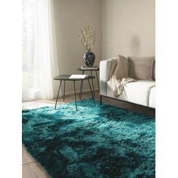benuta Nest Hochflor Shaggyteppich Whisper T&uuml;rkis 80x150 cm - Bettvorleger f&uuml;r Schlafzimmer